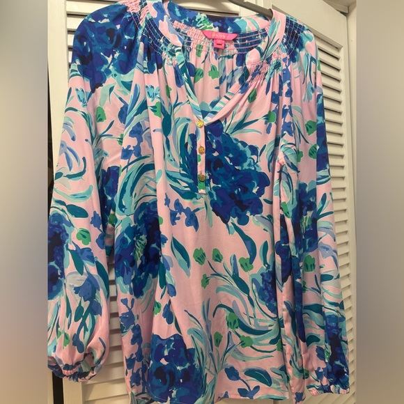 Lilly Pulitzer | Tops | Lilly Pulitzer Elsa Silk Top In Sweet Pea Sz ...